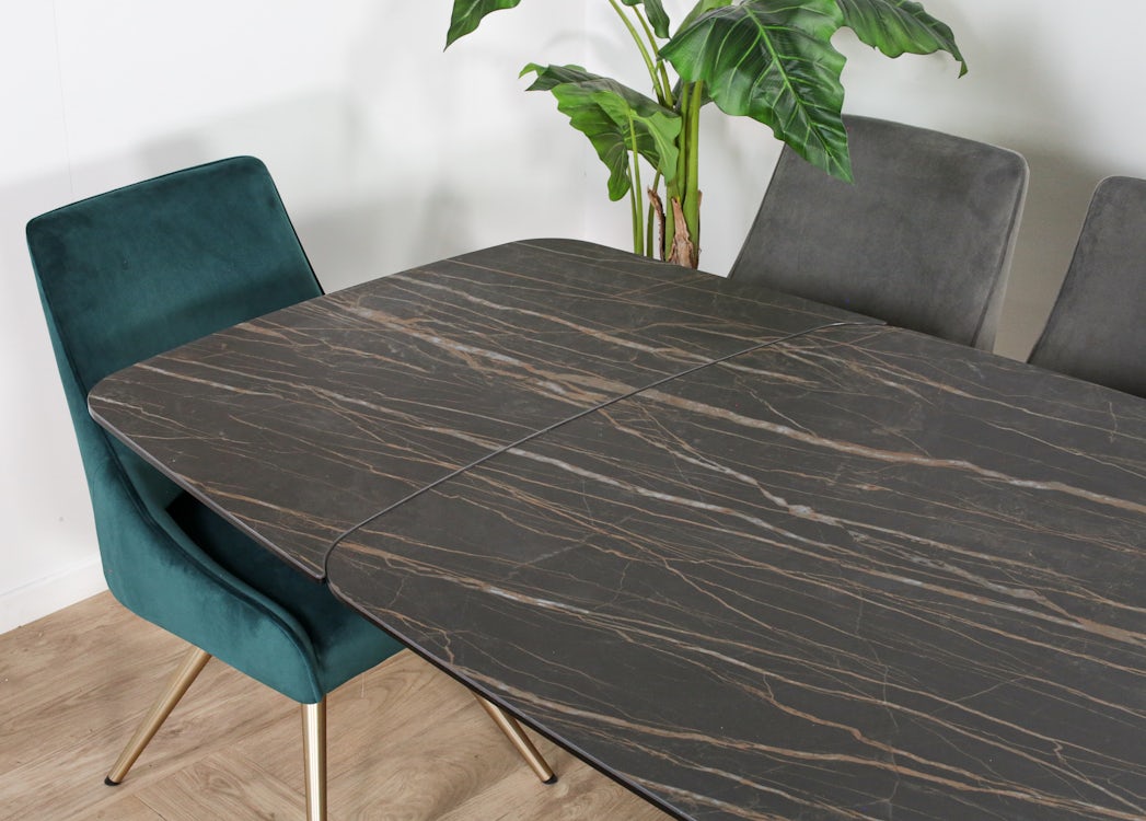 Table extensible en céramique noire marbrée oblongue 180-280 cm ...