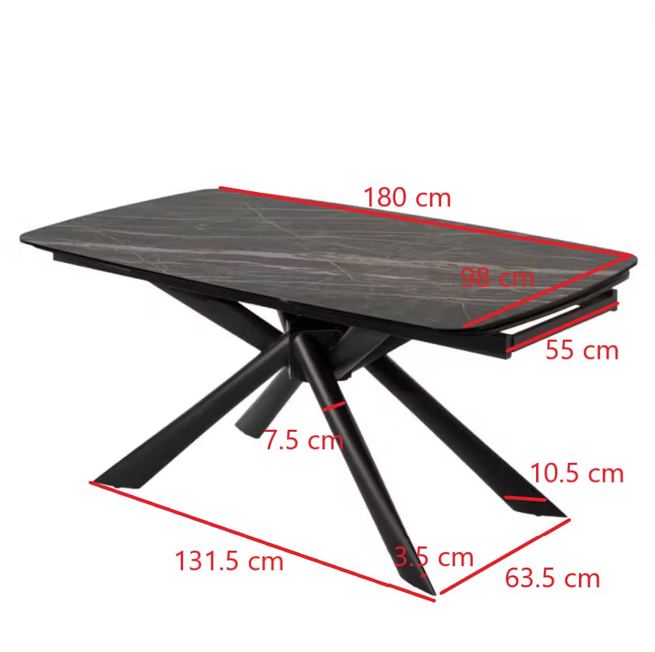Table extensible en céramique noire marbrée oblongue 180-280 cm ...