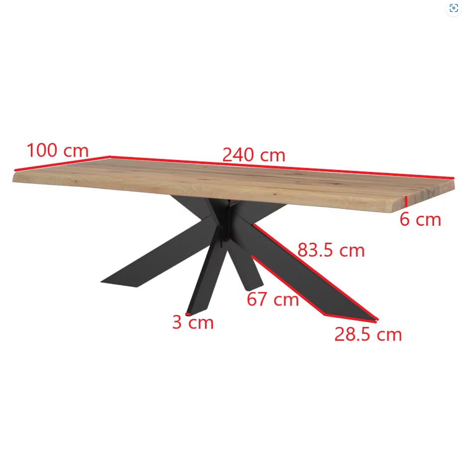 Table extensible en chêne huilé avec bords naturels 240 cm PALERME ...