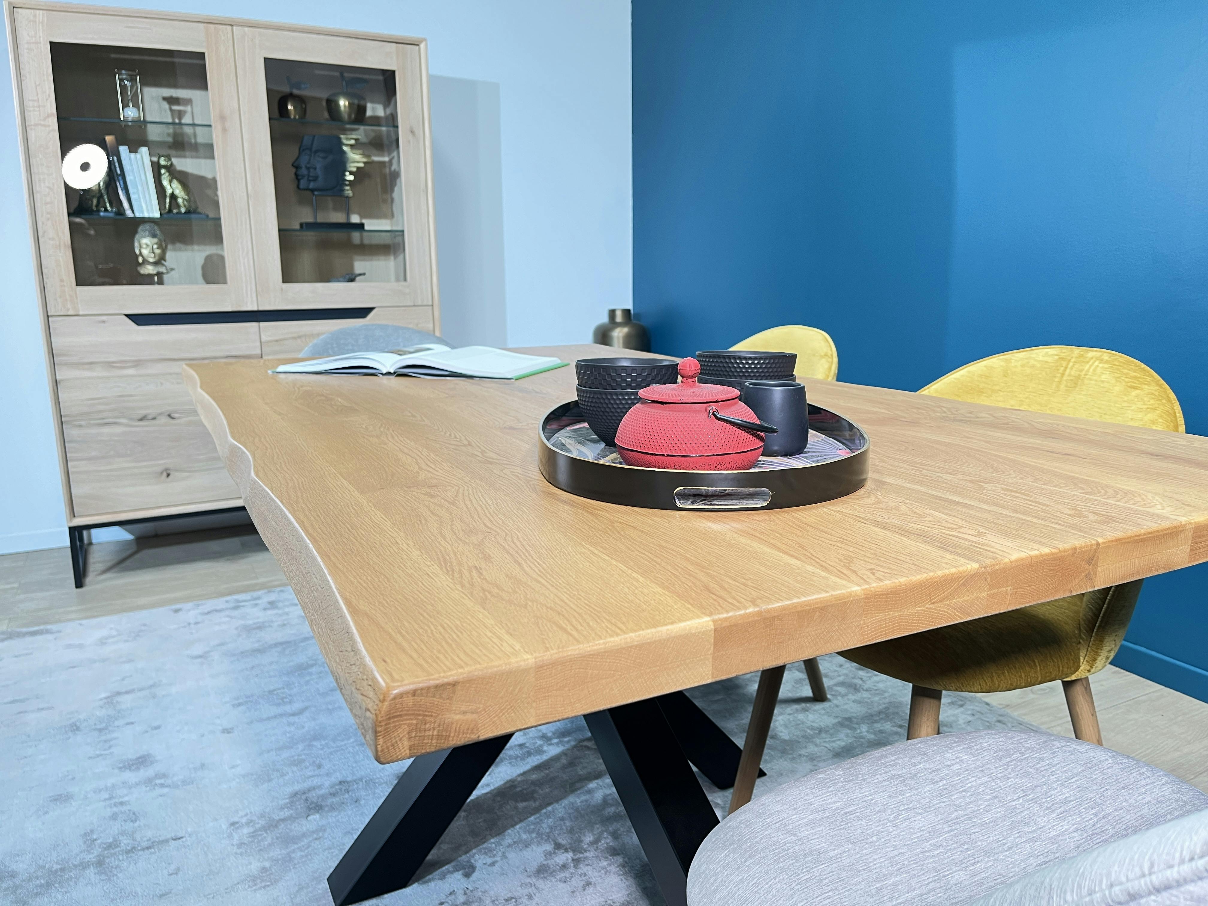 Table extensible en chêne huilé avec bords naturels 90x180 cm ETNA ...