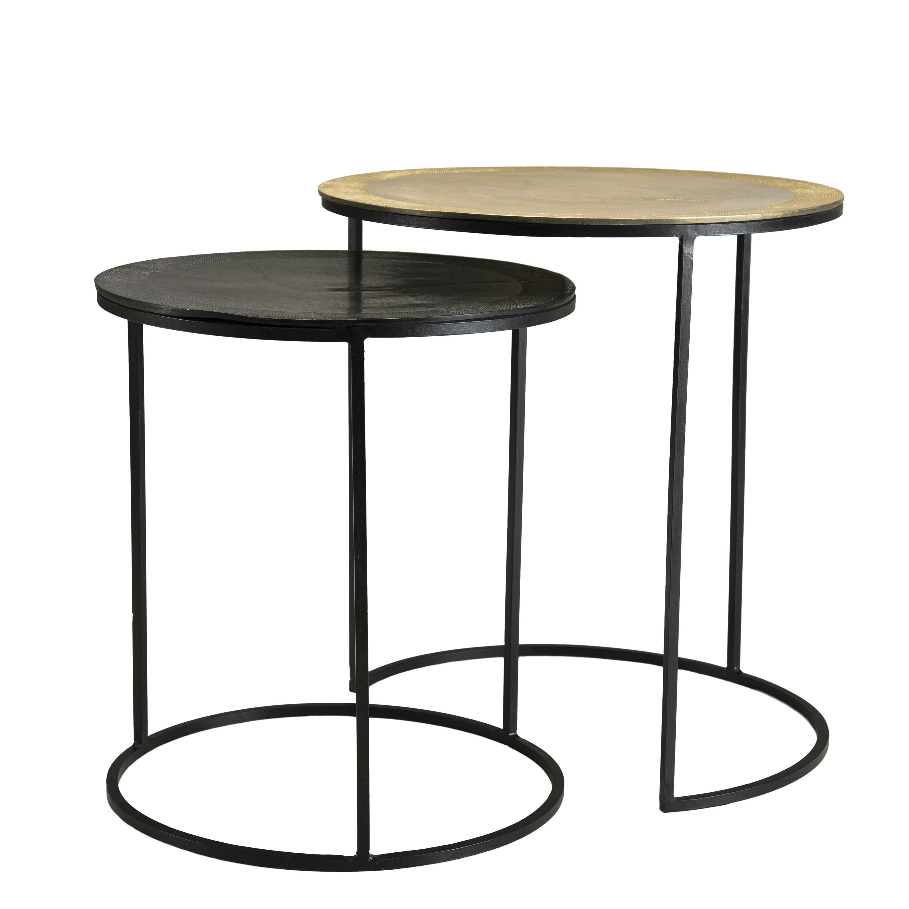 Table gigogne ronde noir et or (lot de 2) ZALA | Tables basses gigognes ...