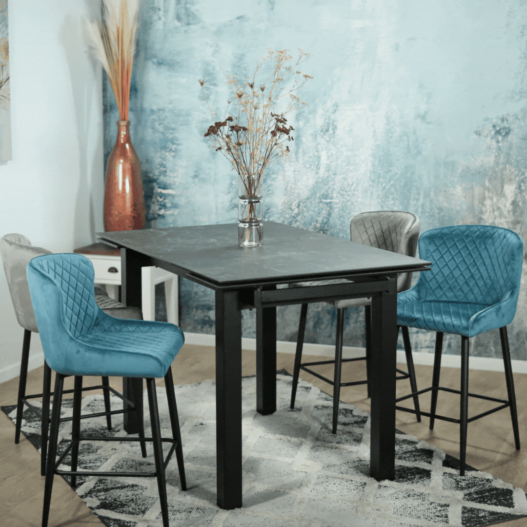 Table haute design en céramique grise 140-200 cm LOMBARDIE | Tables ...