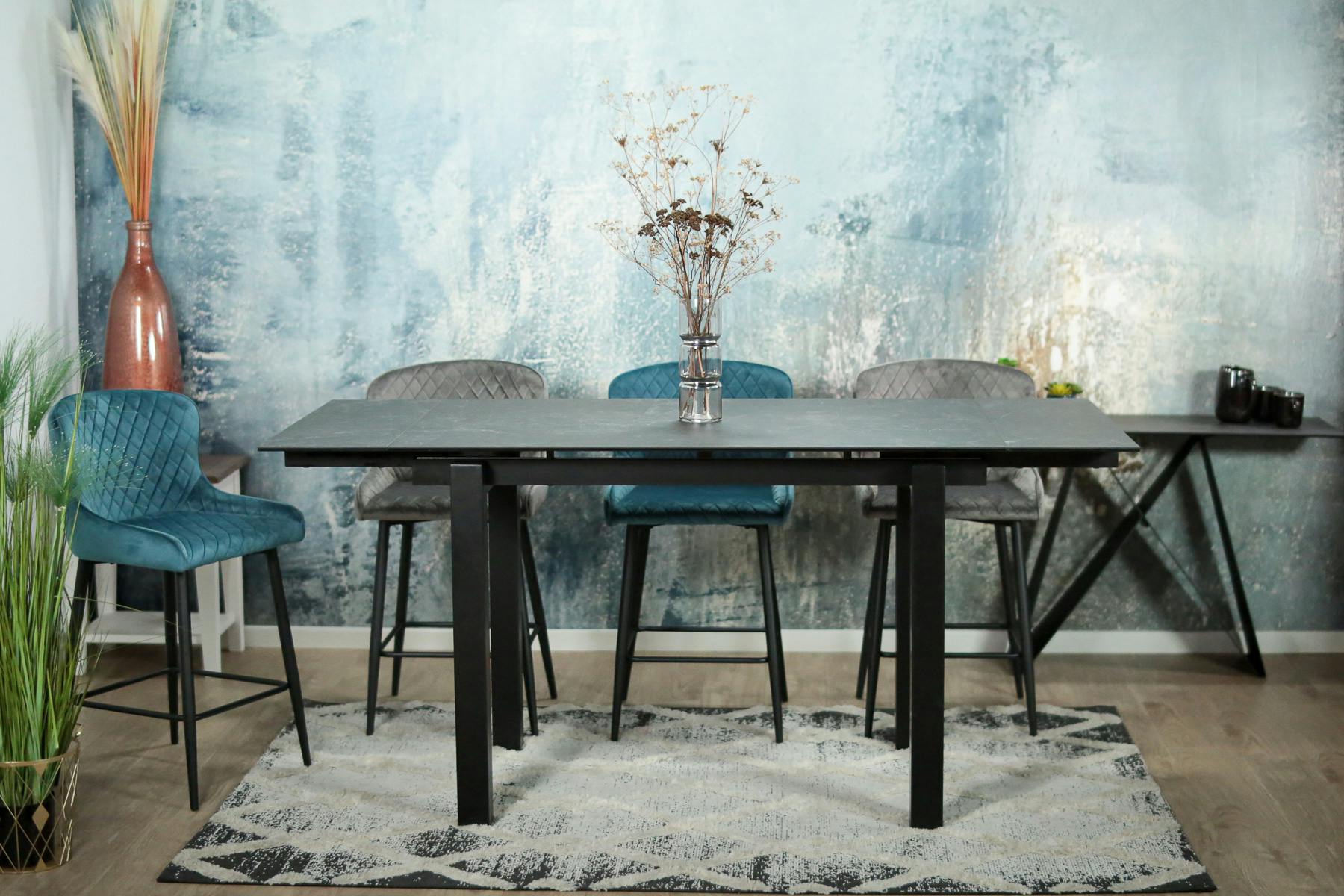 Table haute design en céramique grise 140-200 cm LOMBARDIE | Tables ...