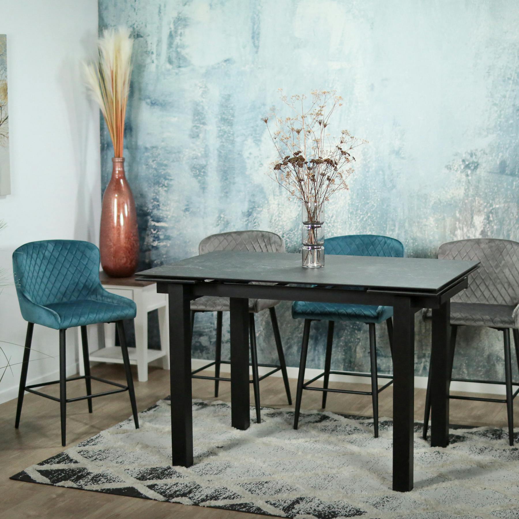 Table haute design en céramique grise 140-200 cm LOMBARDIE | Tables ...