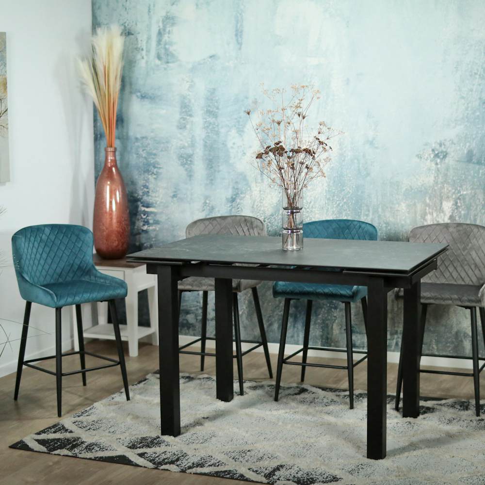 Table haute design en céramique grise 140-200 cm LOMBARDIE | Tables ...