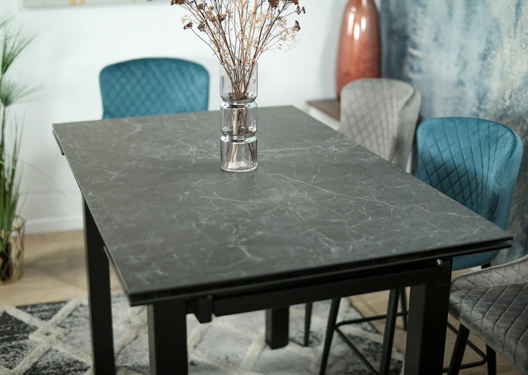 Table haute design en céramique grise 140-200 cm LOMBARDIE | Tables ...