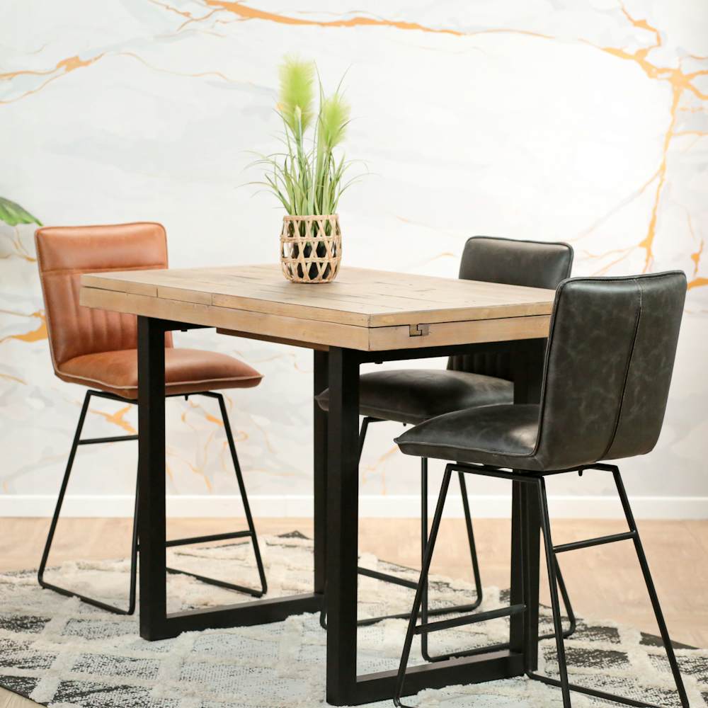 Table haute extensible bois recyclé 120-160 cm AUCKLAND | Tables hautes ...