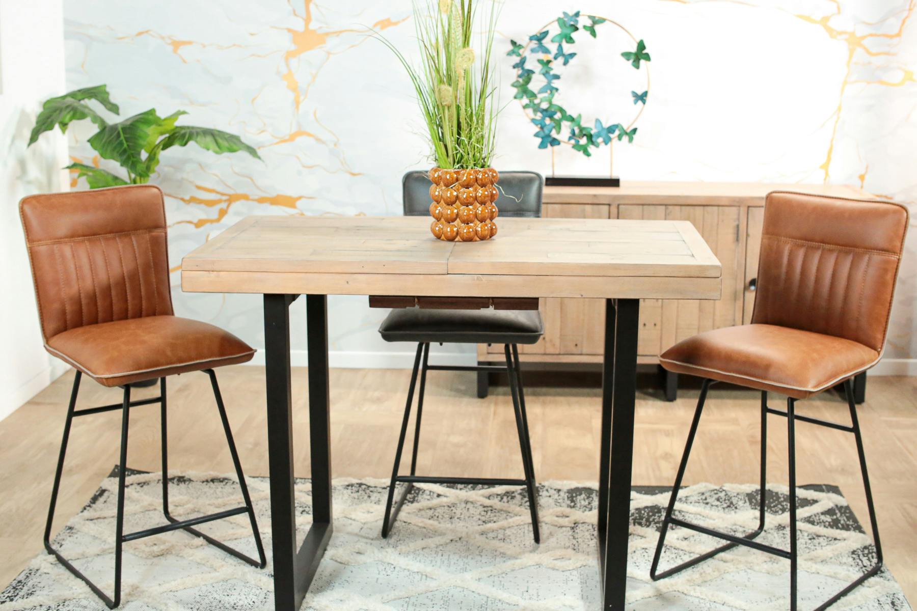 Table haute extensible bois recyclé 120-160 cm AUCKLAND | Tables hautes ...