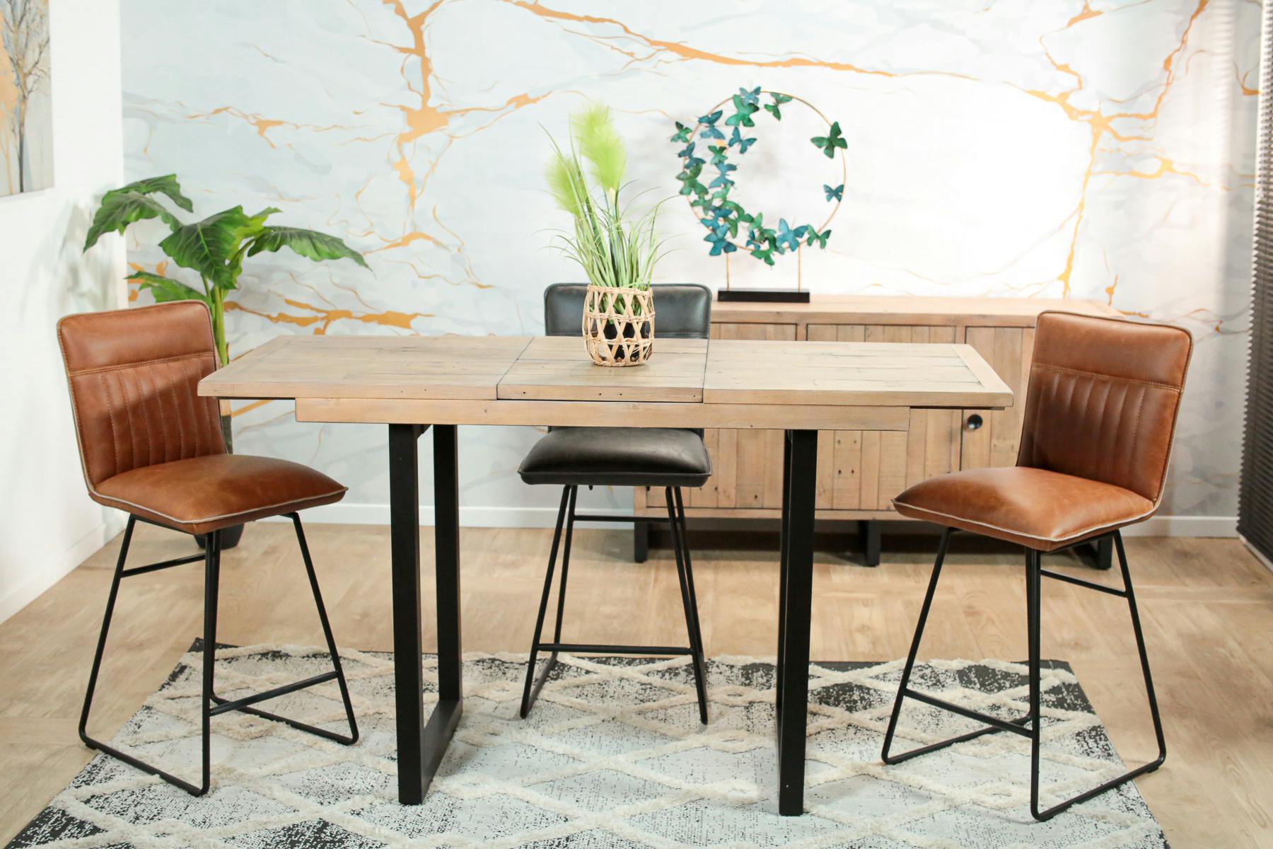 Table haute extensible bois recyclé 120-160 cm AUCKLAND | Tables hautes ...