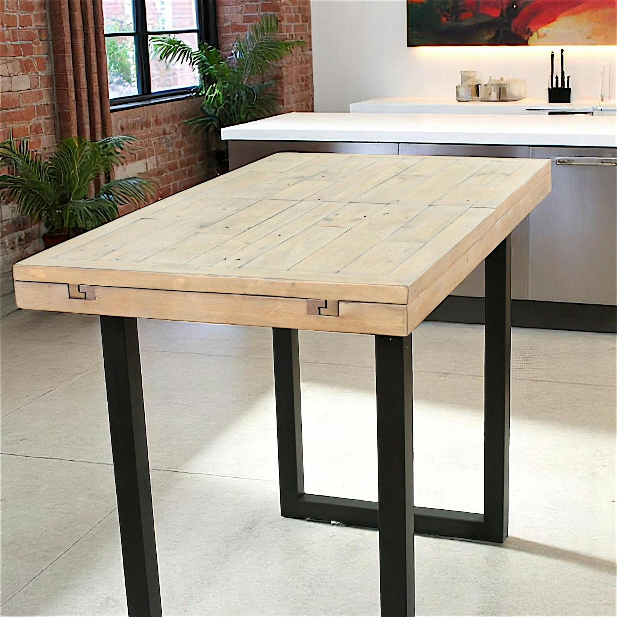 Table haute extensible bois recyclé 120-160 cm AUCKLAND | Tables hautes ...