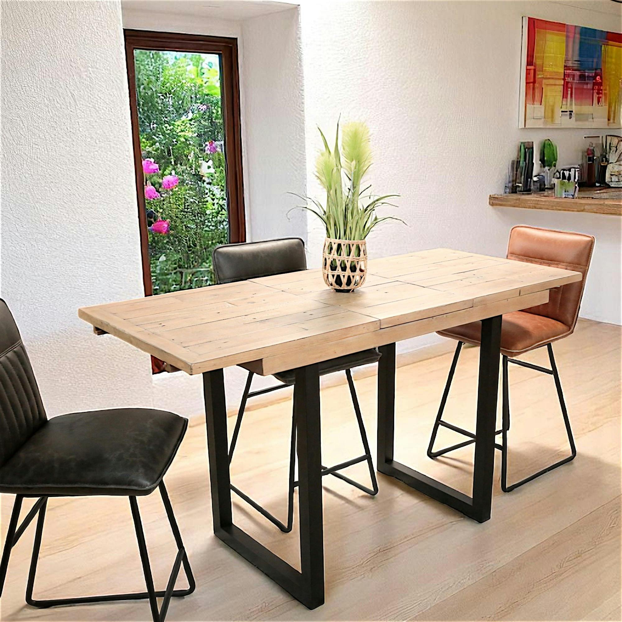 Table haute extensible bois recyclé 120-160 cm AUCKLAND | Tables hautes ...
