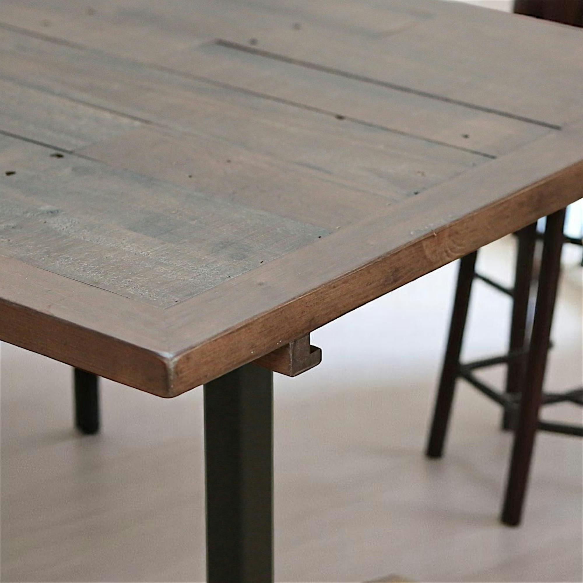 Table haute extensible bois brun recyclé 120-160 cm SAMOA | Tables ...