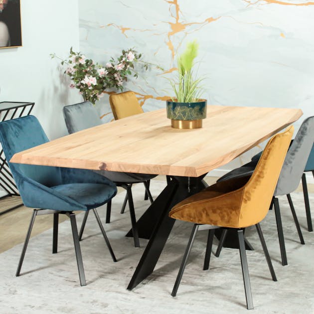 Table extensible pied central en chêne blanc 240 cm MESSINE | Tables à ...