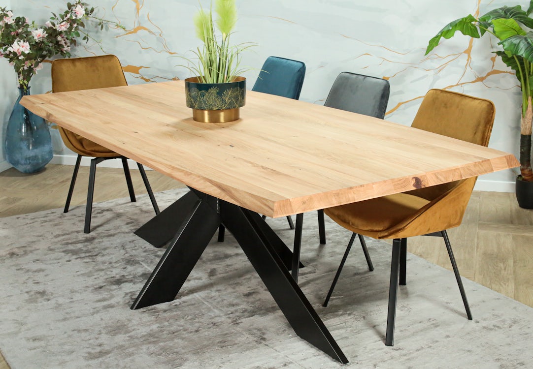 Table extensible pied central en chêne blanc 240 cm MESSINE | Tables à ...