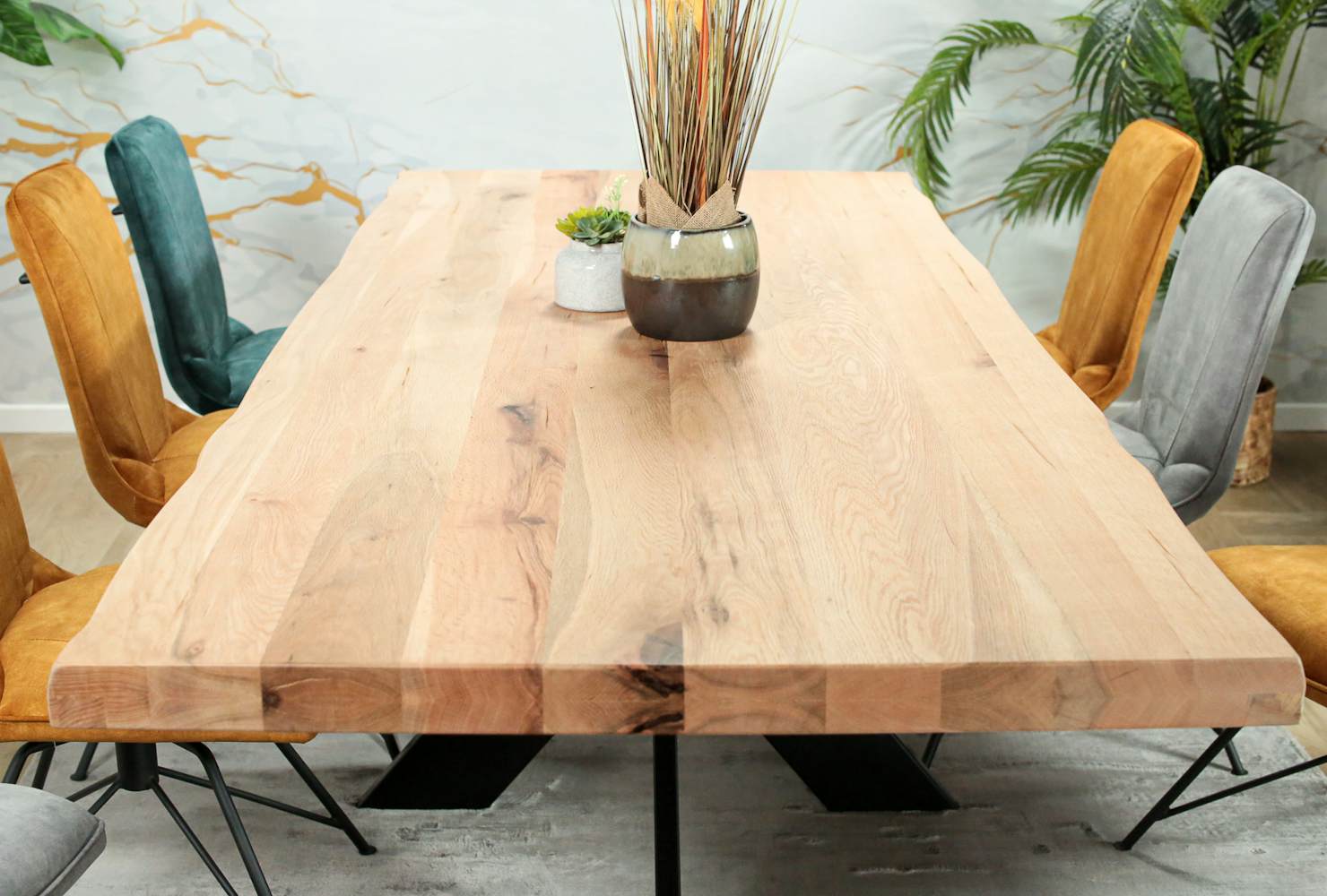 Table extensible en chêne blanc avec bords naturels 240 cm PALERME ...