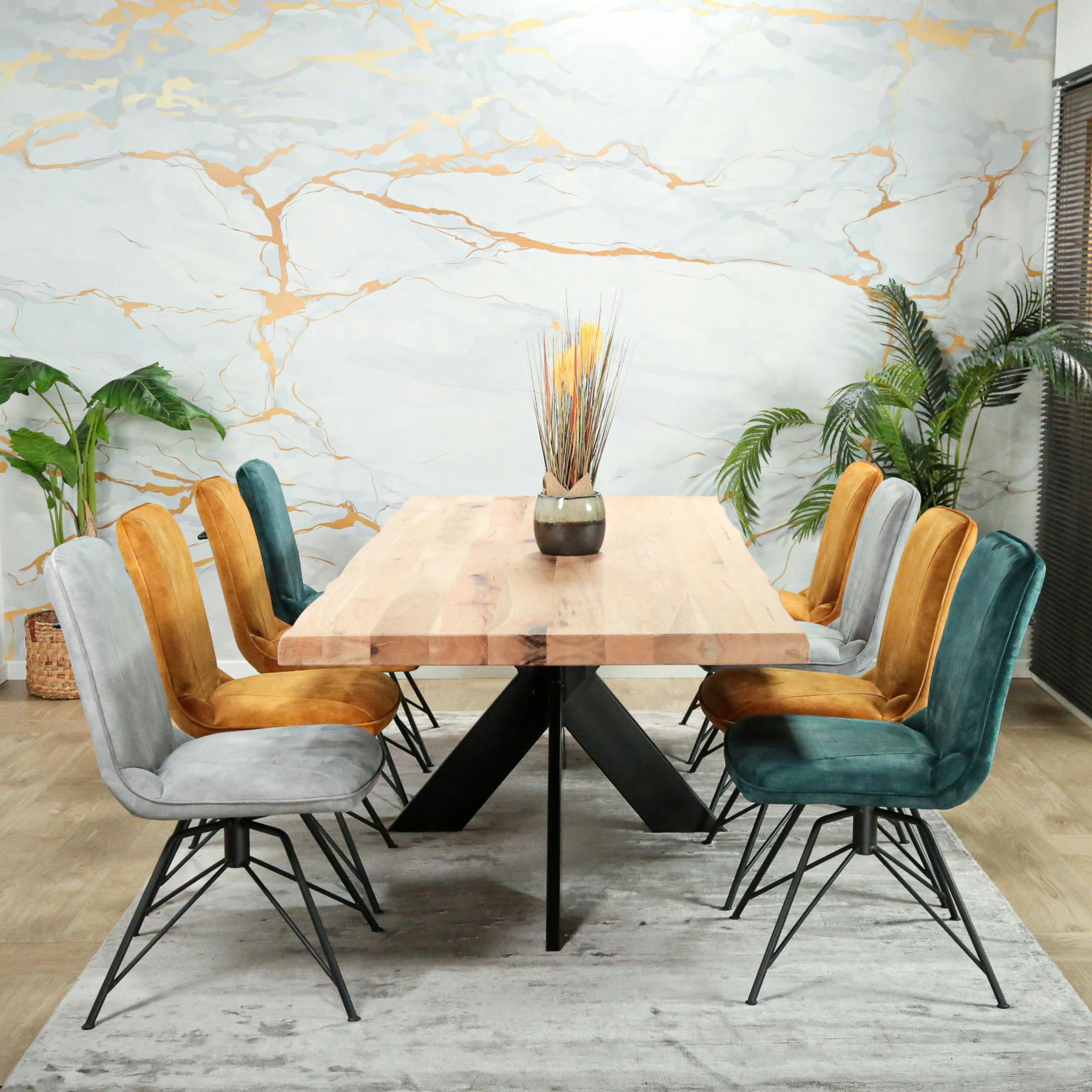 Table extensible en chêne blanc avec bords naturels 240 cm PALERME ...