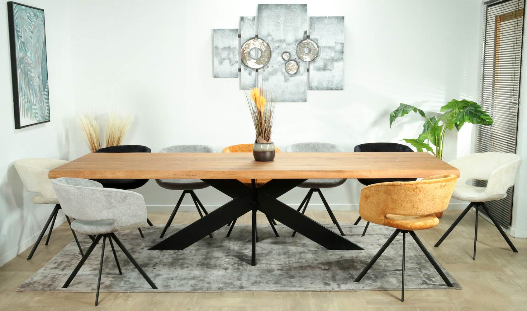 Table extensible en chêne huilé avec bords naturels 300 cm PALERME ...