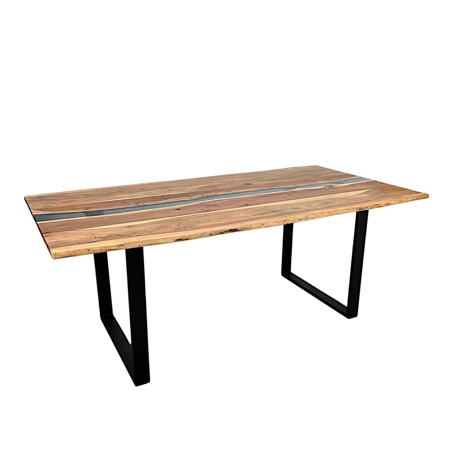 Table rivière epoxy noir et bois d'acacia 200 cm BORA | Tables à manger ...