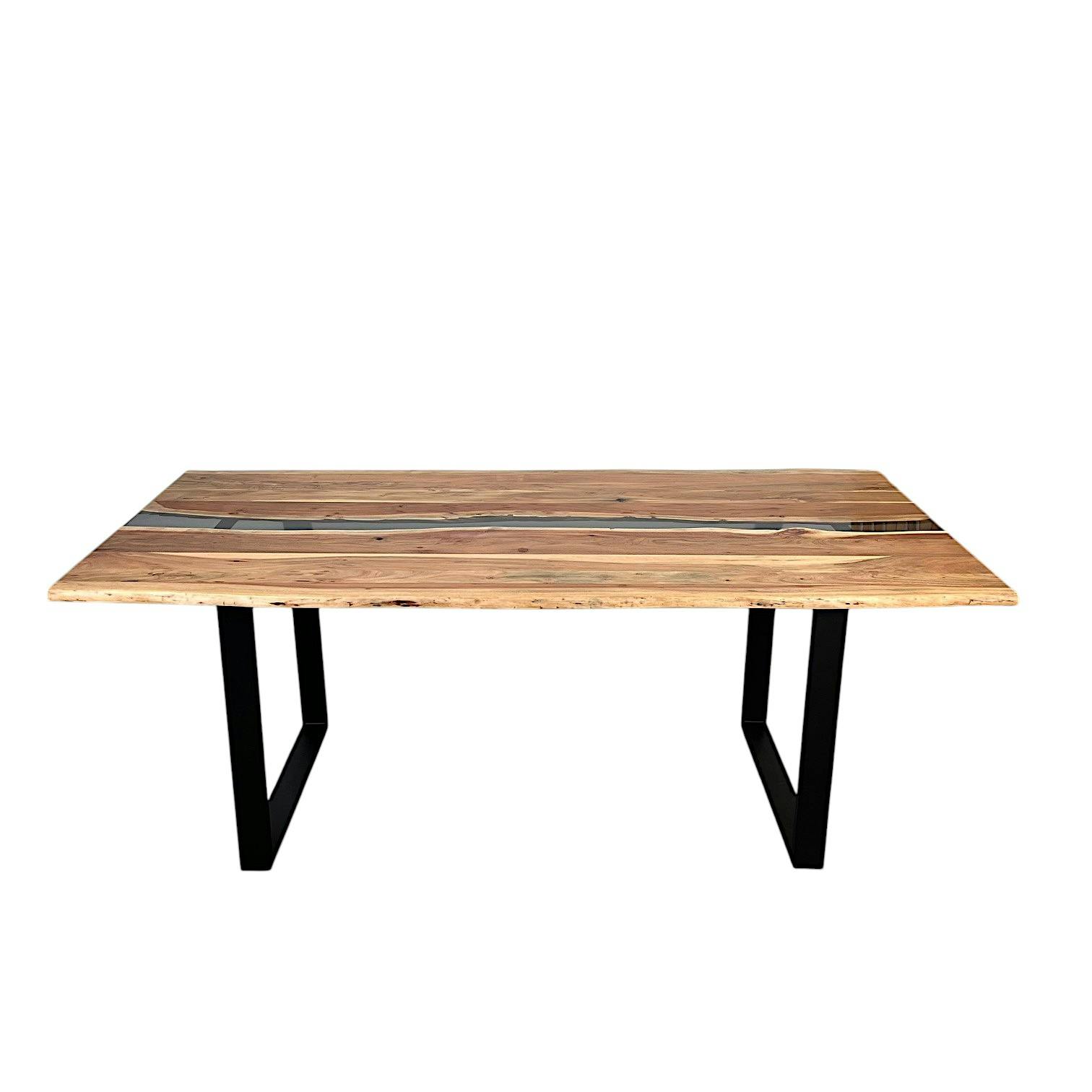 Table rivière epoxy noir et bois d'acacia 200 cm BORA | Tables à manger ...