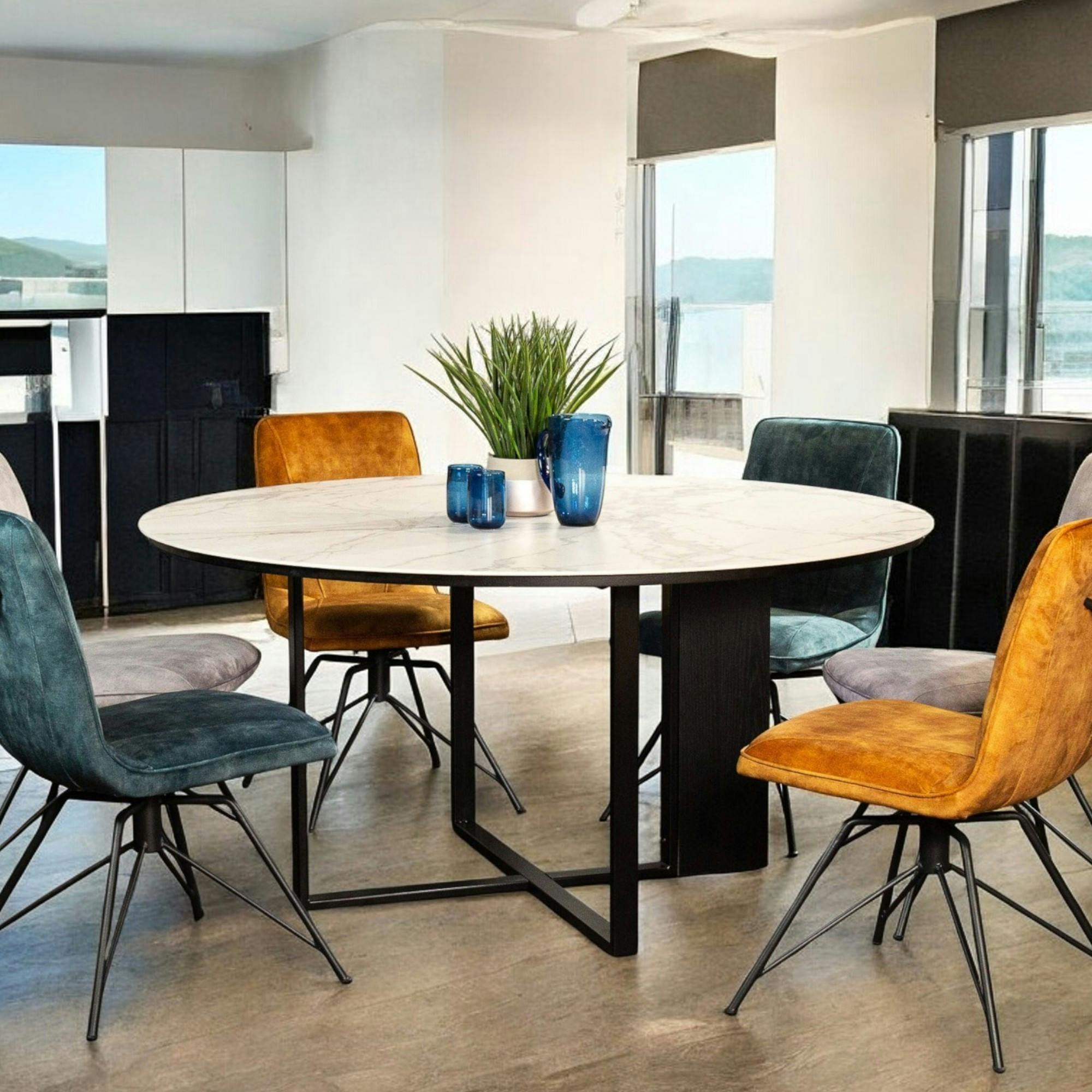 Table ronde en céramique blanche 160 cm FLORENCE | Tables à manger ...