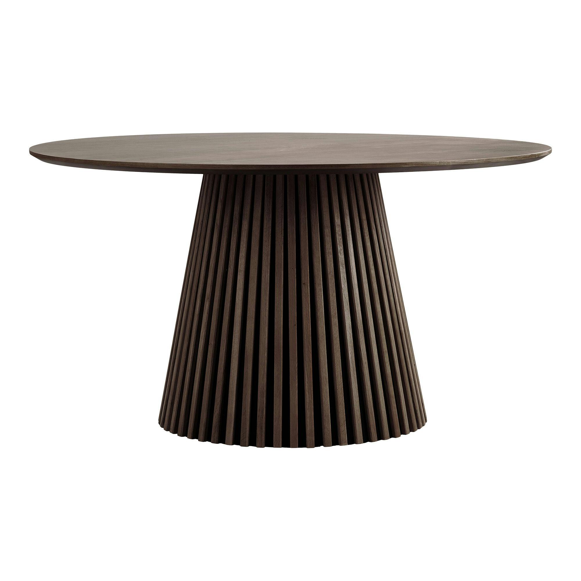 Table ronde en chêne brun avec piètement baguette ø140 cm AMSTERDAM ...