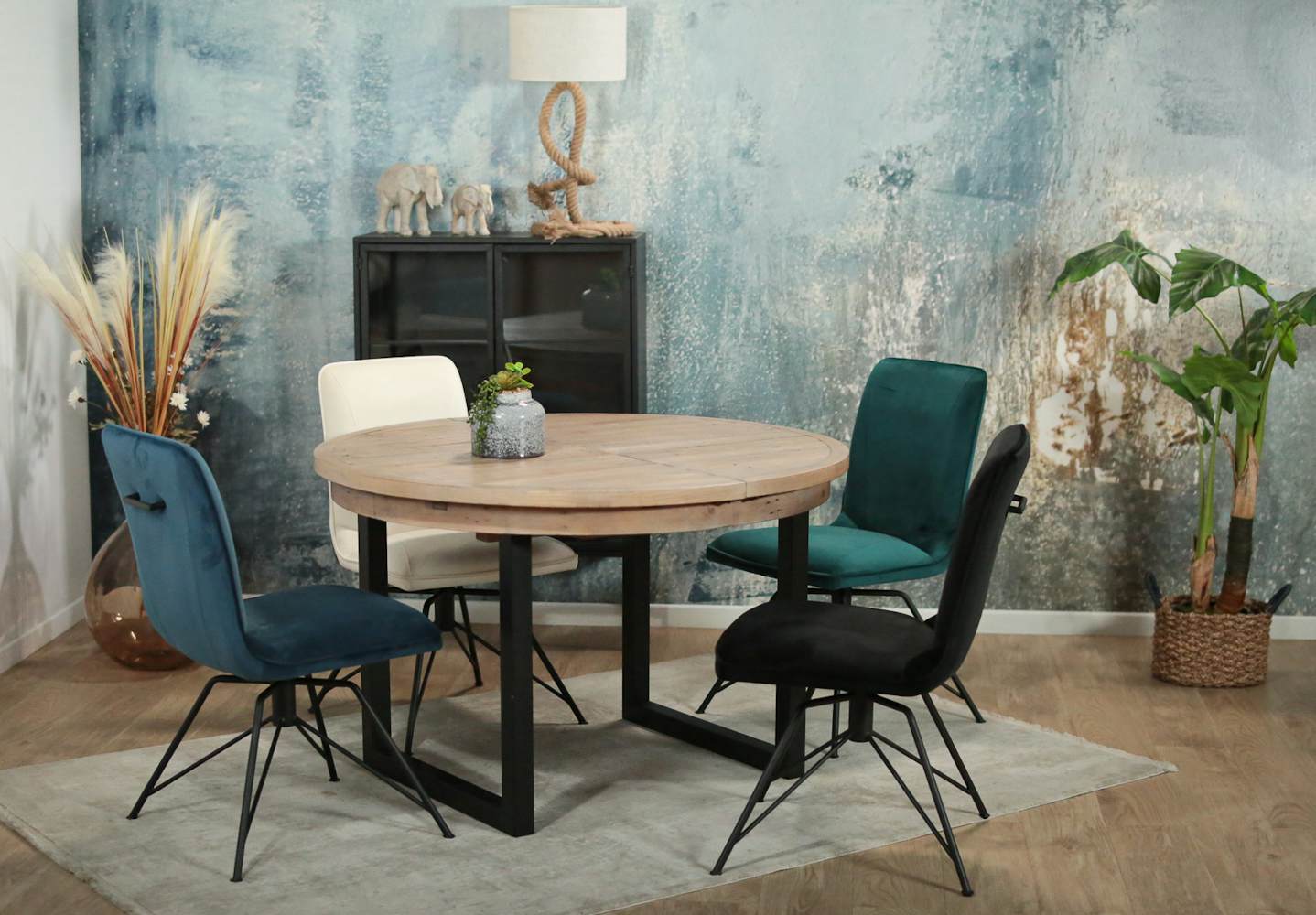 Table ronde extensible en bois recyclé D 120-160 cm AUCKLAND | Tables à ...