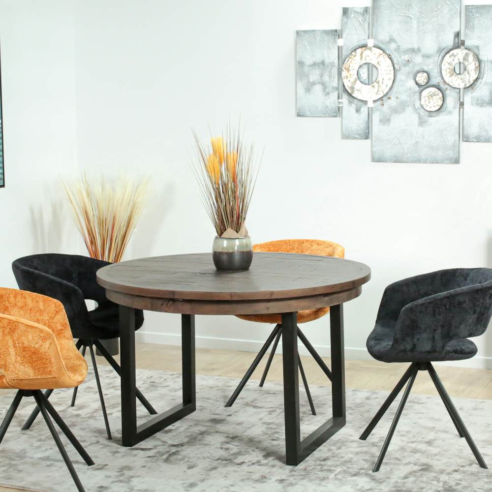 Table ronde extensible en bois recyclé D 120-160 cm SAMOA | Tables à ...