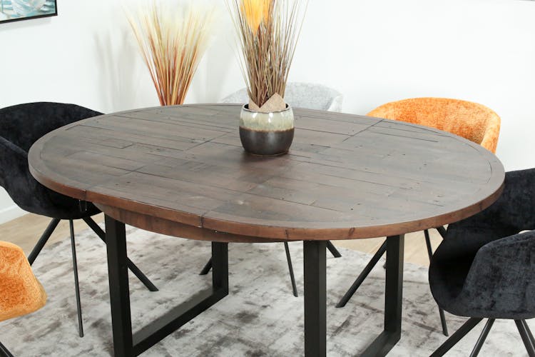 Table ronde extensible en bois recyclé D 120-160 cm SAMOA | Tables à ...