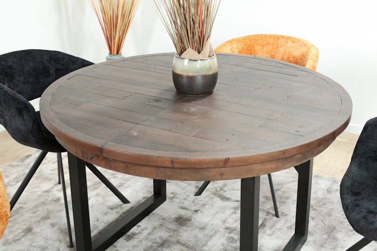 Table ronde extensible en bois recyclé D 120-160 cm SAMOA | Tables à ...