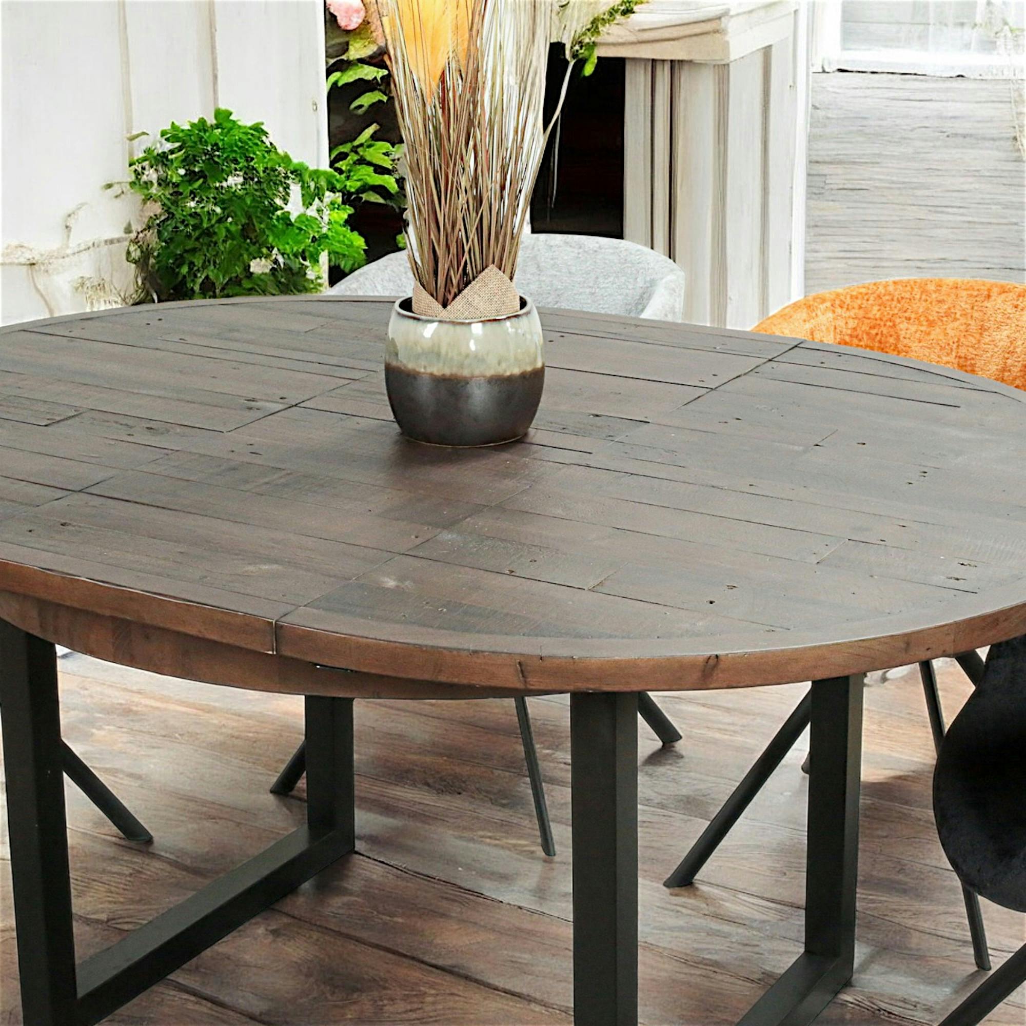 Table ronde extensible en bois recyclé D 120-160 cm SAMOA | Tables à ...