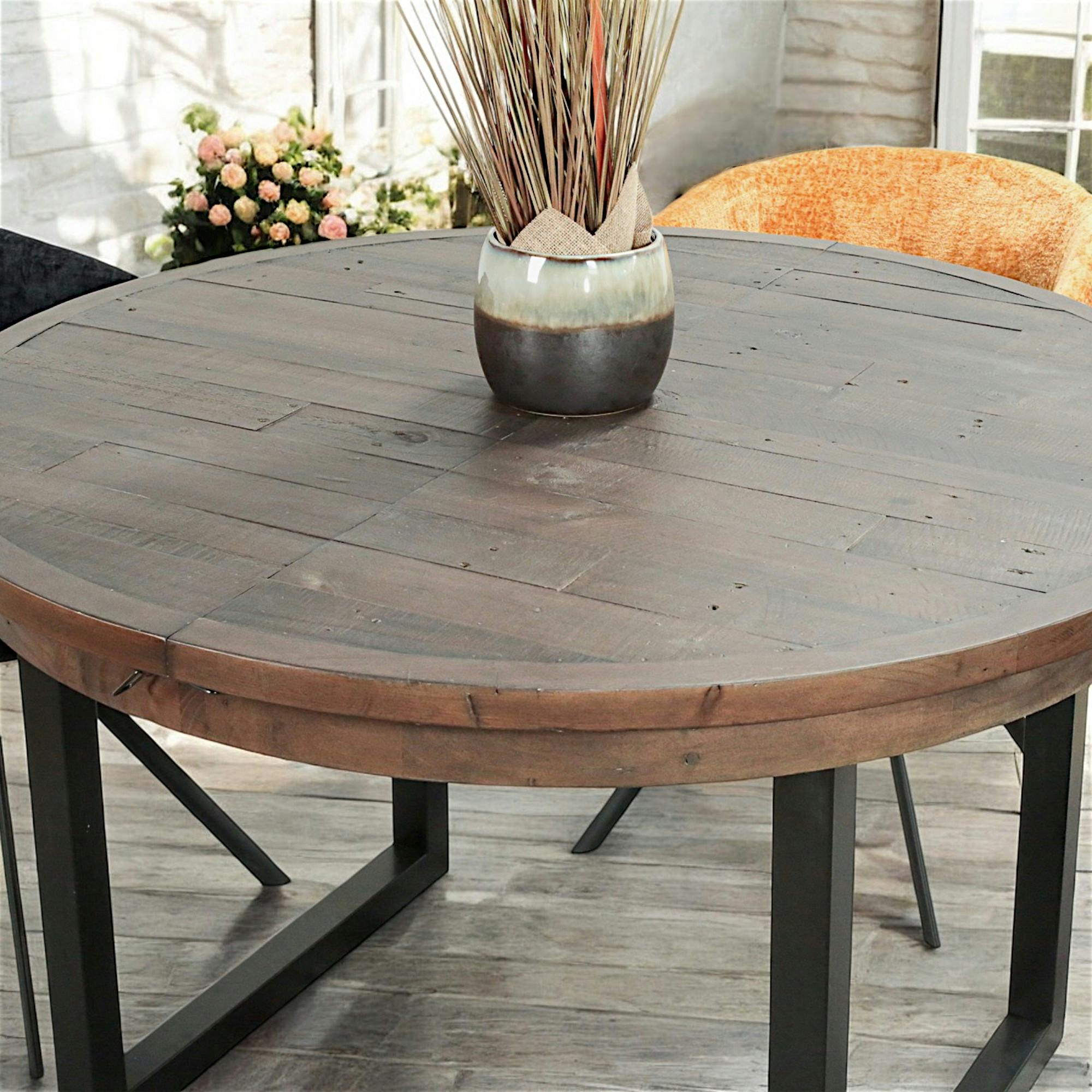 Table ronde extensible en bois recyclé D 120-160 cm SAMOA | Tables à ...