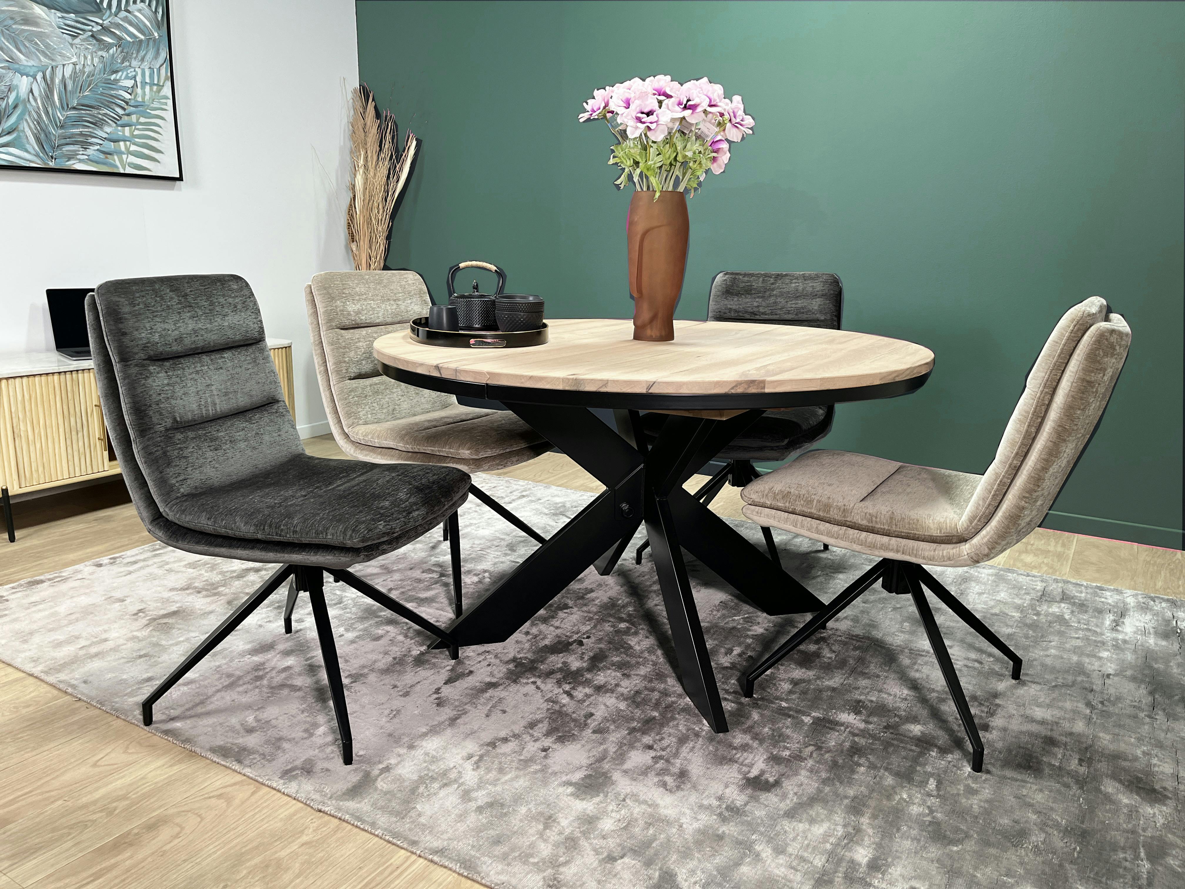 Table ronde extensible en chêne blanc 120 cm PALERME | Tables à manger ...