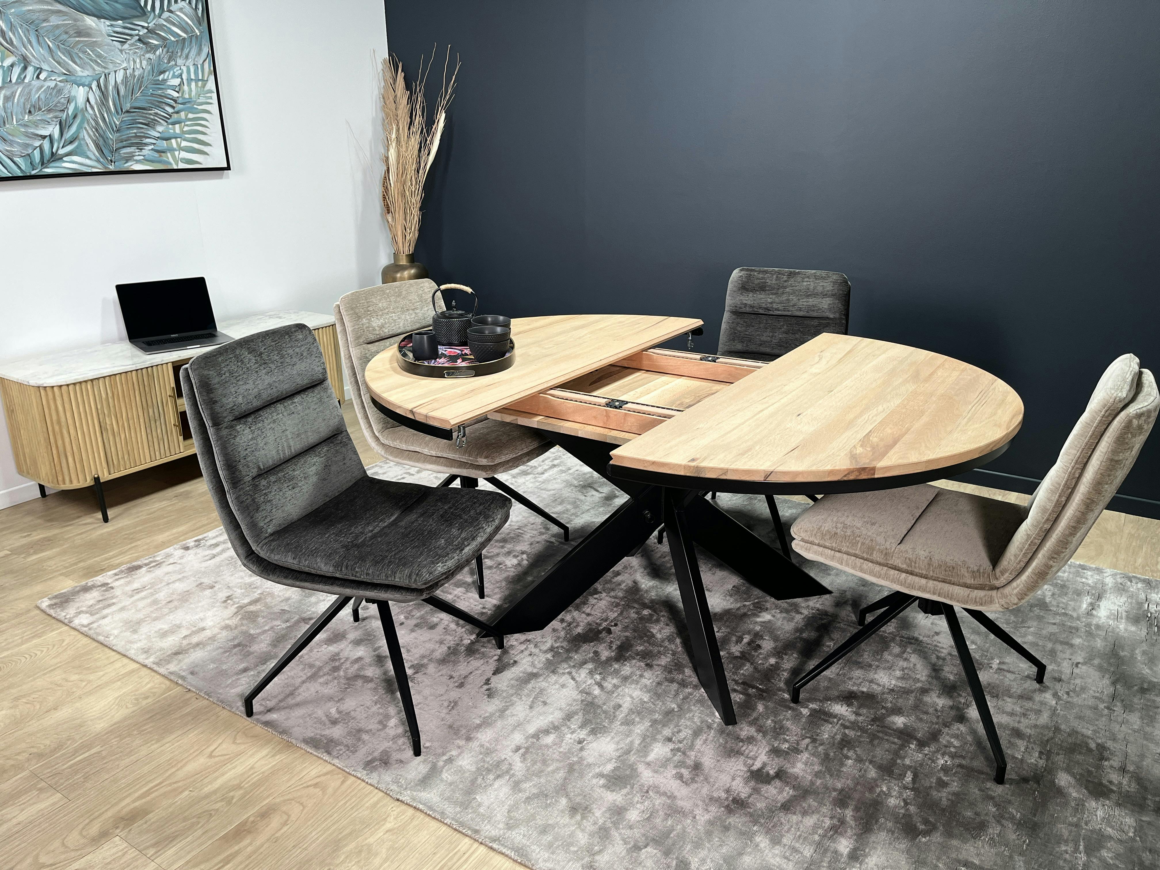 Table ronde extensible en chêne blanc 120 cm PALERME | Tables à manger ...