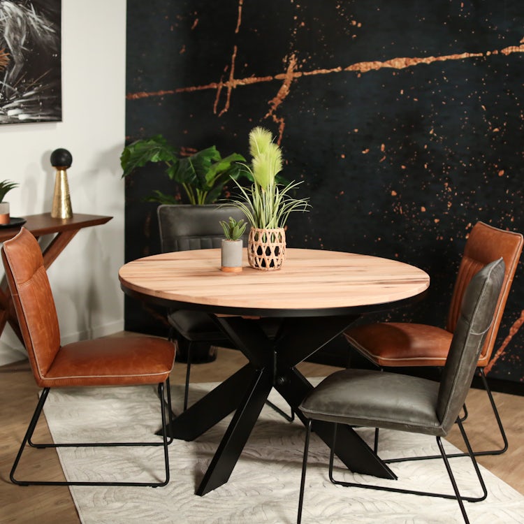 Table ronde extensible en chêne blanc 130 cm PALERME | Tables à manger ...