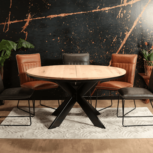 Table ronde extensible en chêne blanc 140 cm PALERME | Tables à manger ...