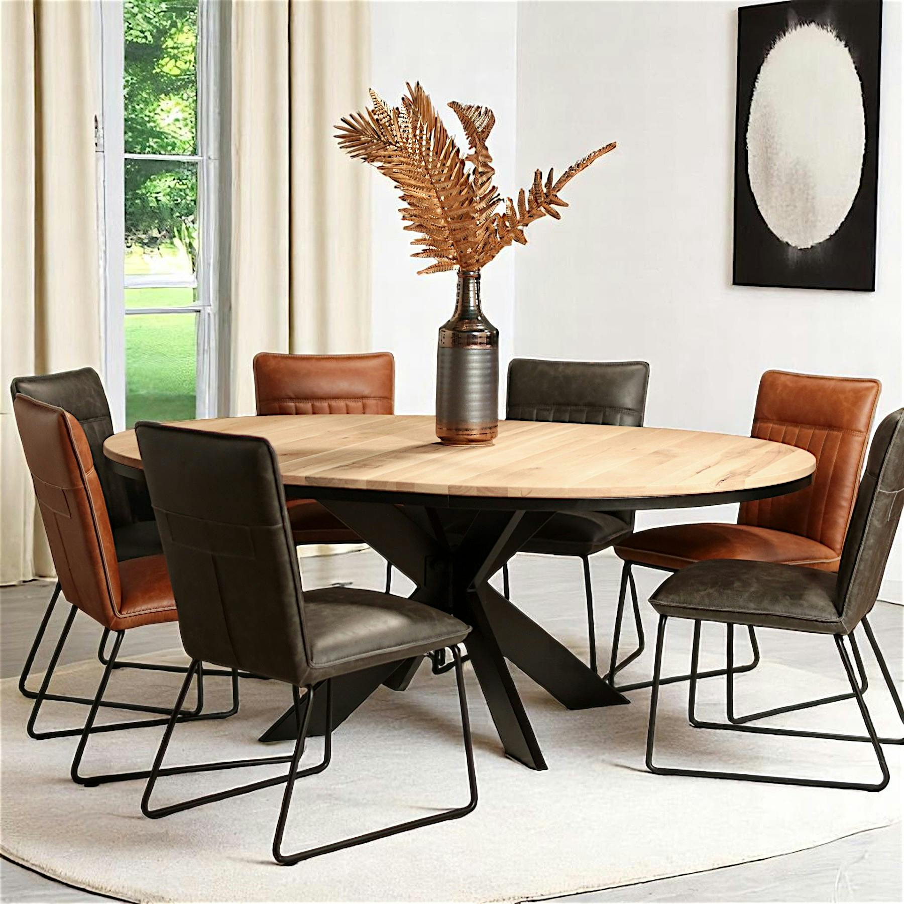 Table ronde extensible en chêne blanc 140 cm PALERME | Tables à manger ...