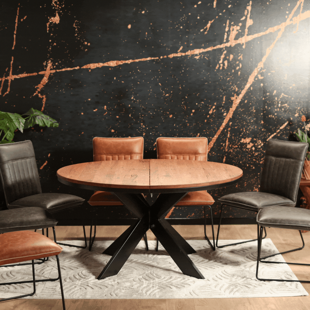 Table ronde extensible en chêne brun 140 cm PALERME | Tables à manger ...