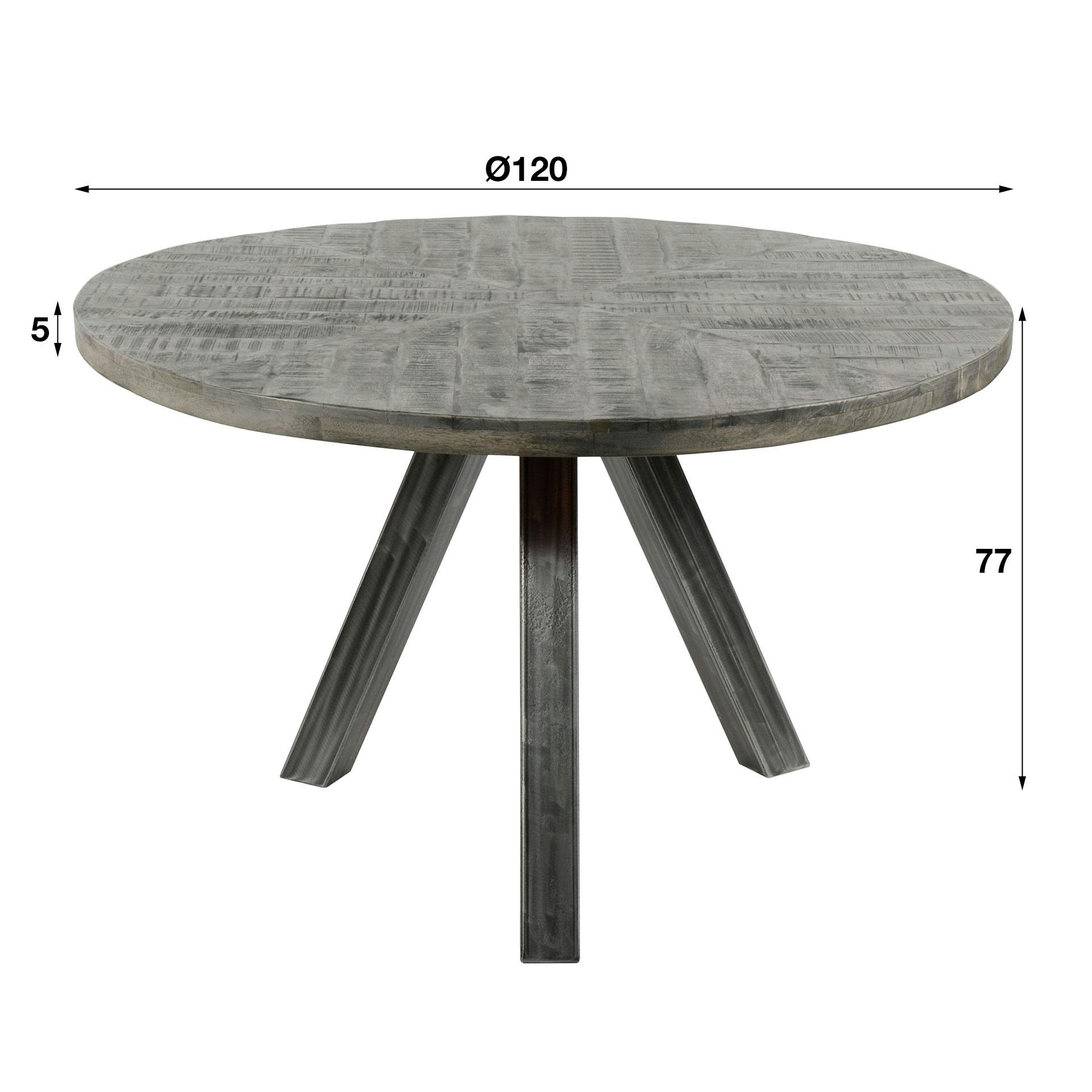 Table ronde industrielle grise 120 cm LUCKNOW | Tables à manger | Pier ...