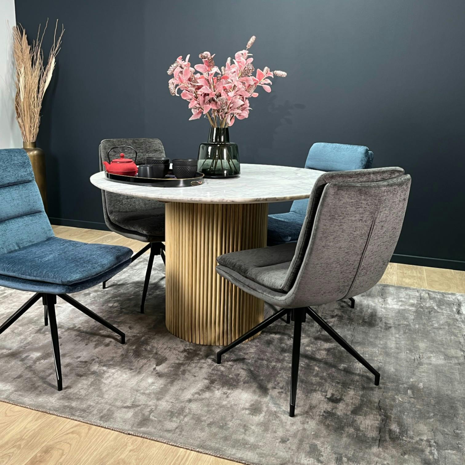 Table ronde marbre et bois D 120 cm MASSA | Tables à manger | Pier Import