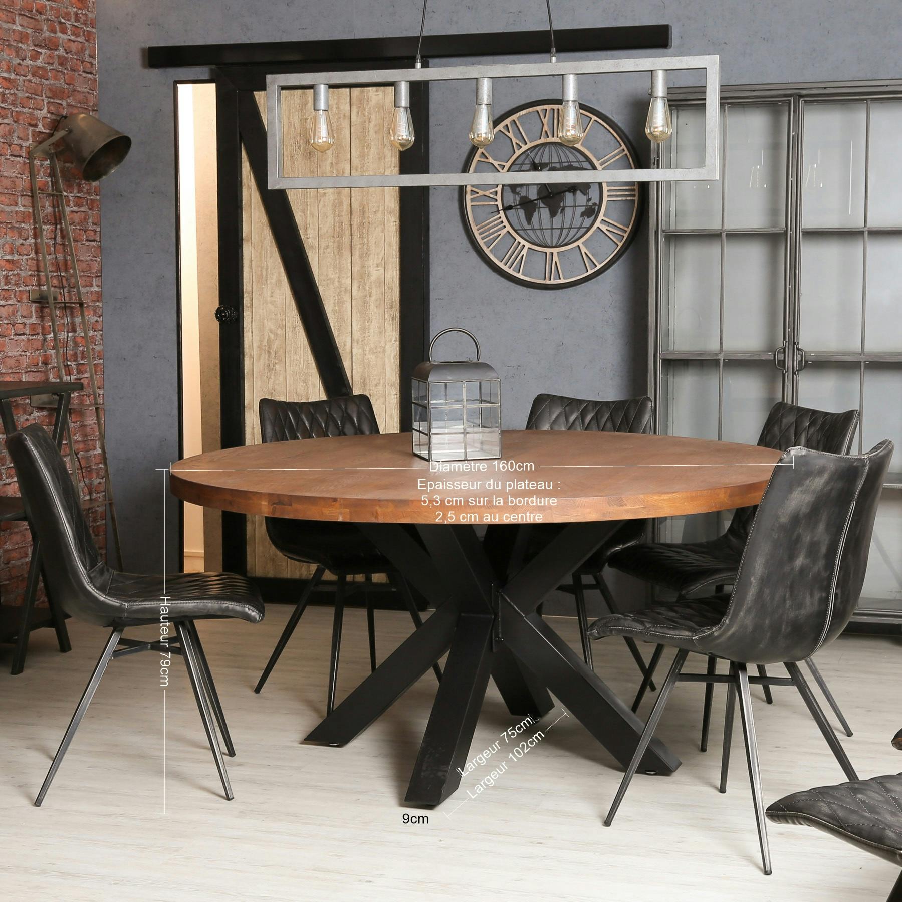 Table ronde pied central bois de chêne massif D160 cm OKA | Tables à ...