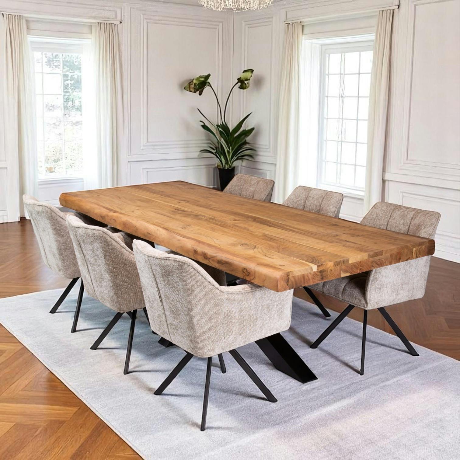 Table salle à manger bois massif pied mikado 200 cm MELBOURNE | Tables ...