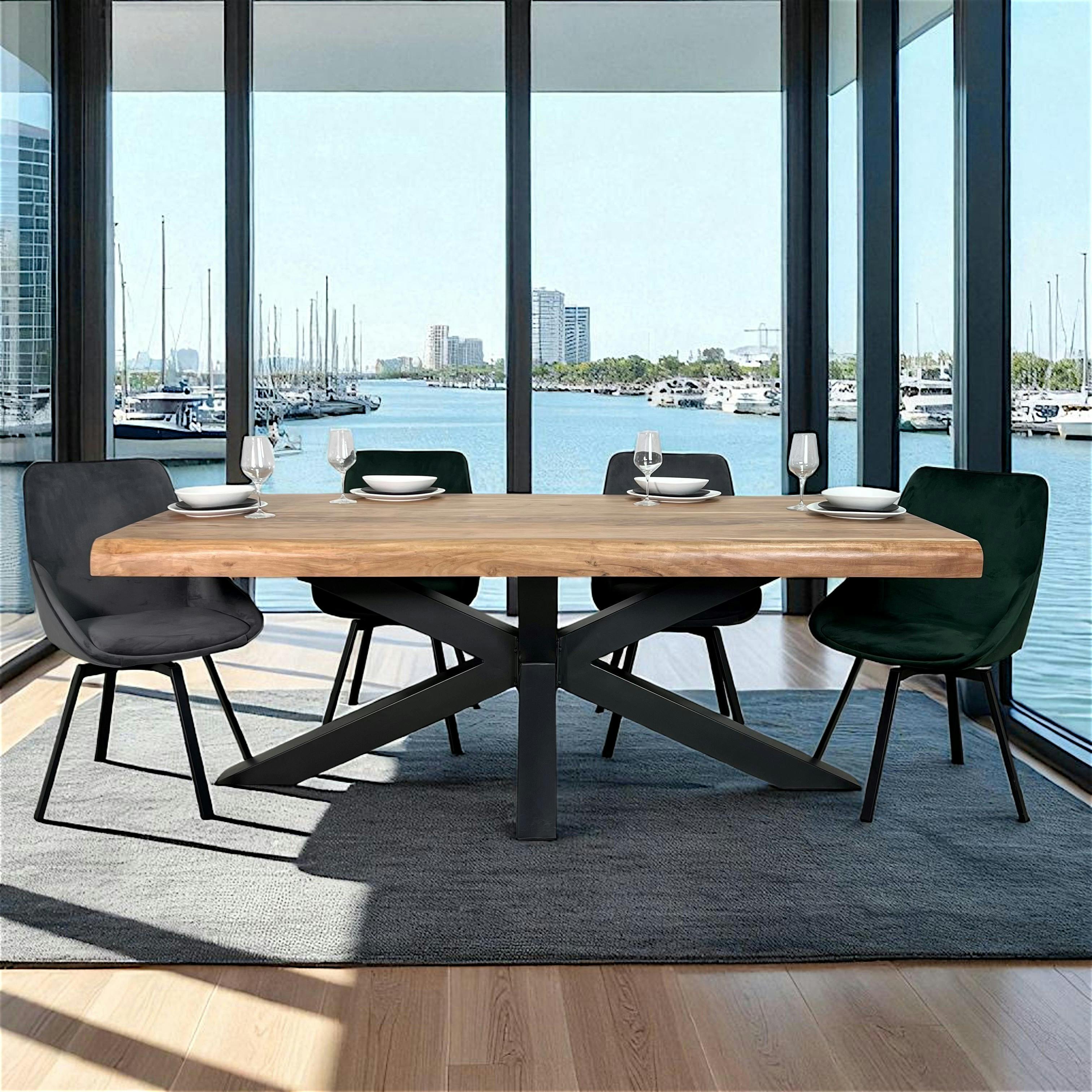 Table salle à manger bois massif pied mikado 200 cm MELBOURNE | Tables ...