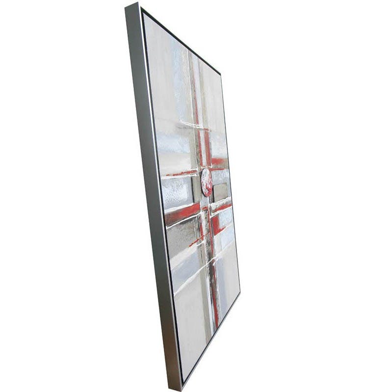 Tableau abstrait damier rouge stylisé cadre aluminium | Tableaux ...