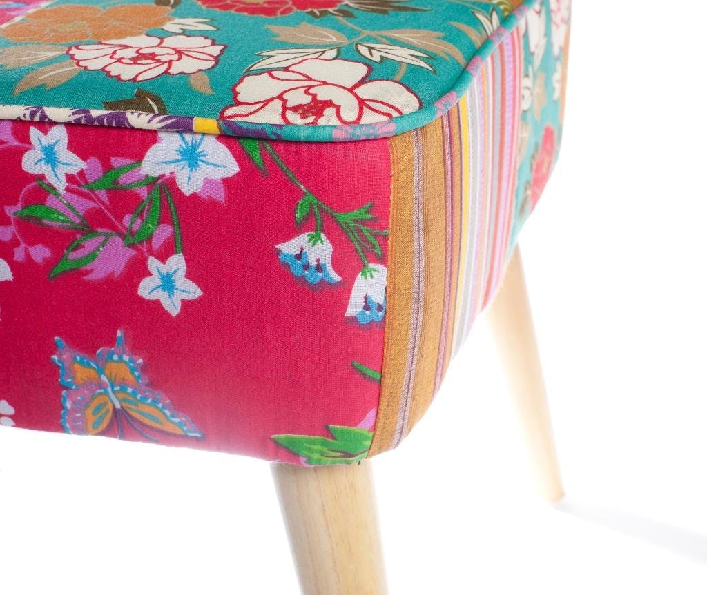 Tabouret bas carré patchwork tissu BOHEME 42X41X40cm | Tabourets | Pier Import