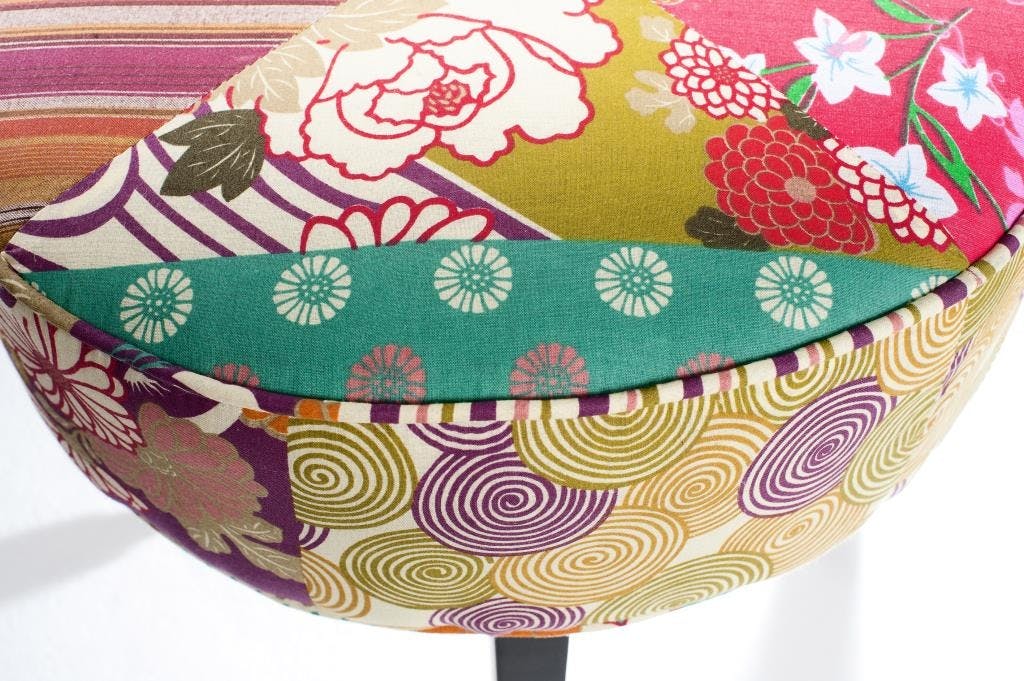 Tabouret bas rond patchwork tissu BOHEME 42X42X40cm | Tabourets | Pier ...