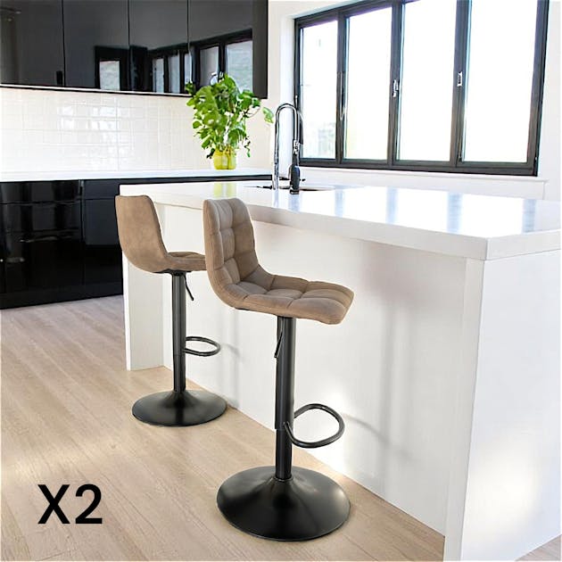 Tabouret de bar réglable en hauteur, marron clair (lot de 2) SAVONE ...