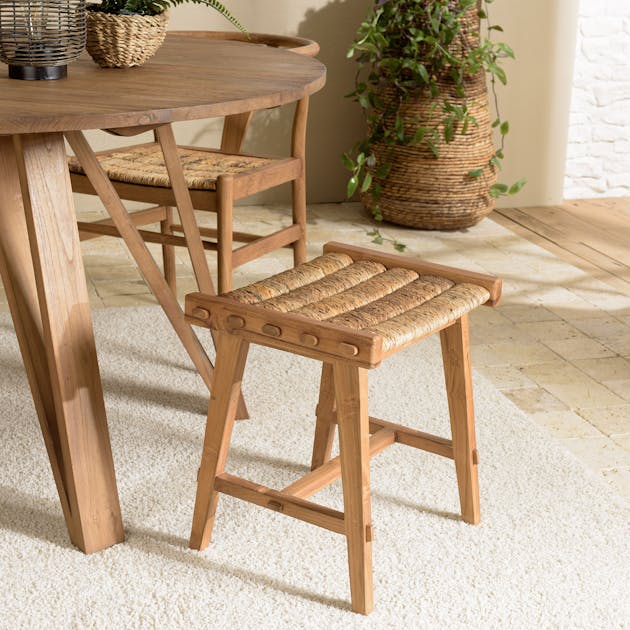 Tabouret en chanvre naturel et bois recyclé SWING | Tabourets | Pier Import