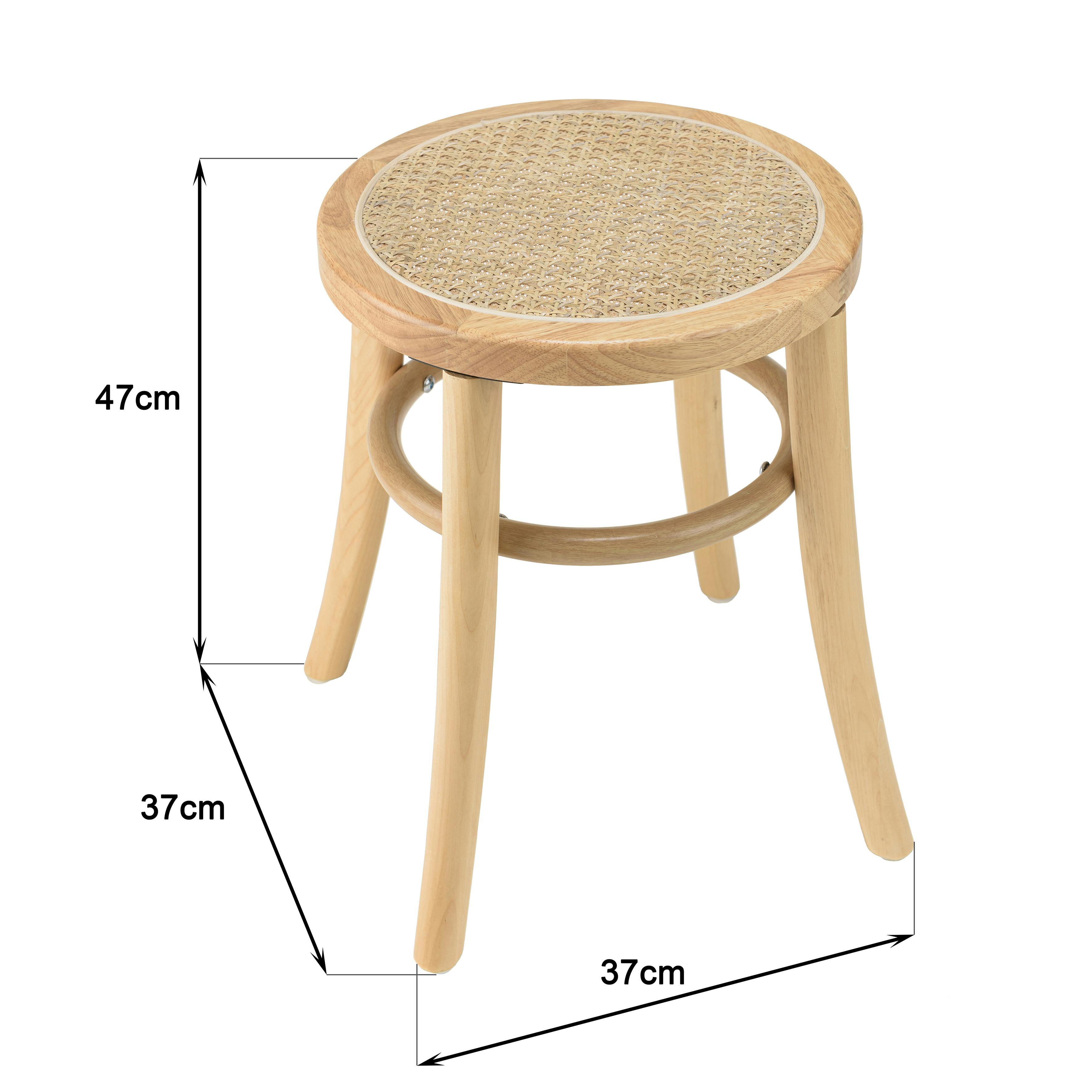 Tabouret rond bois clair assise cannage style bistrot TIM | Tabourets ...