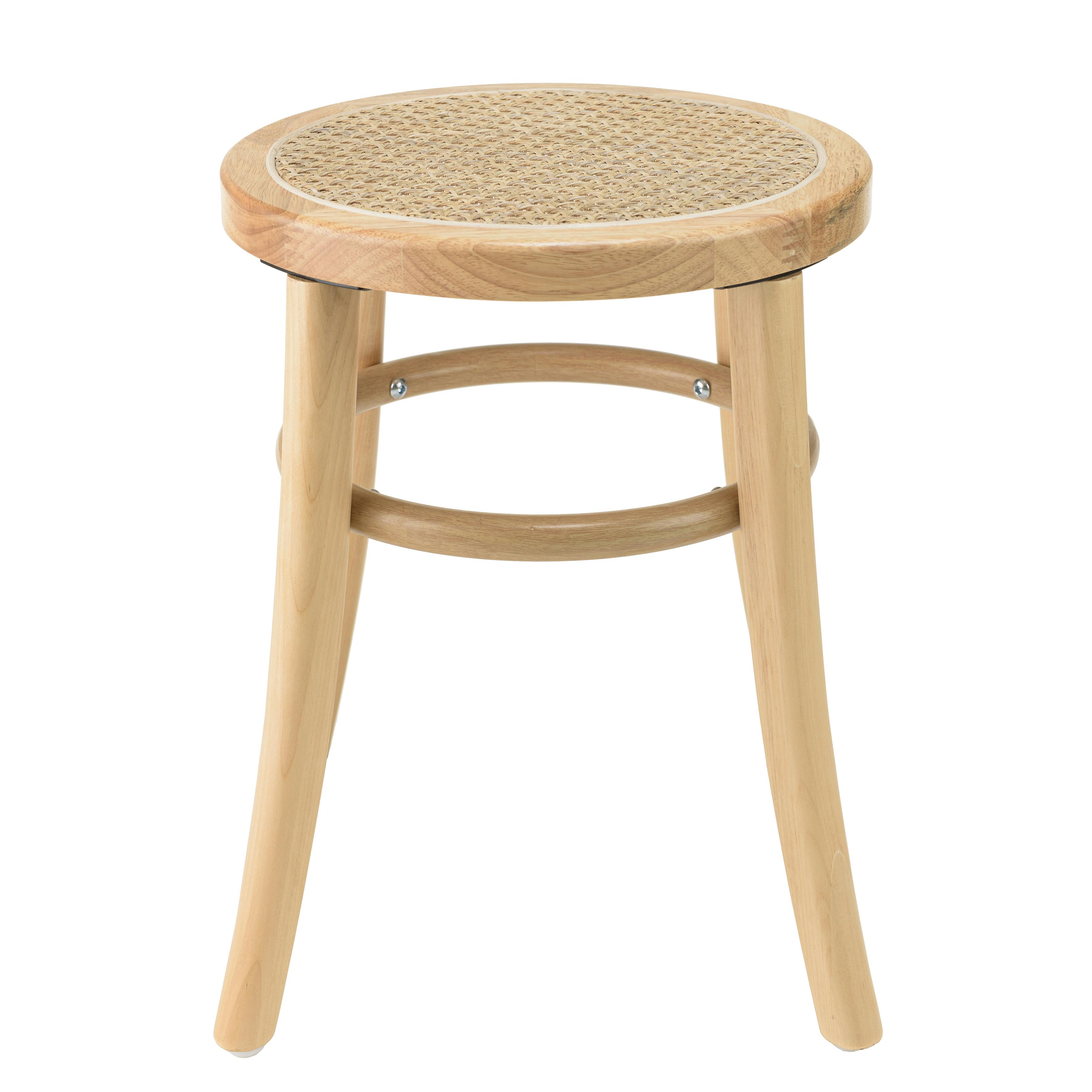 Tabouret rond bois clair assise cannage style bistrot TIM | Tabourets ...