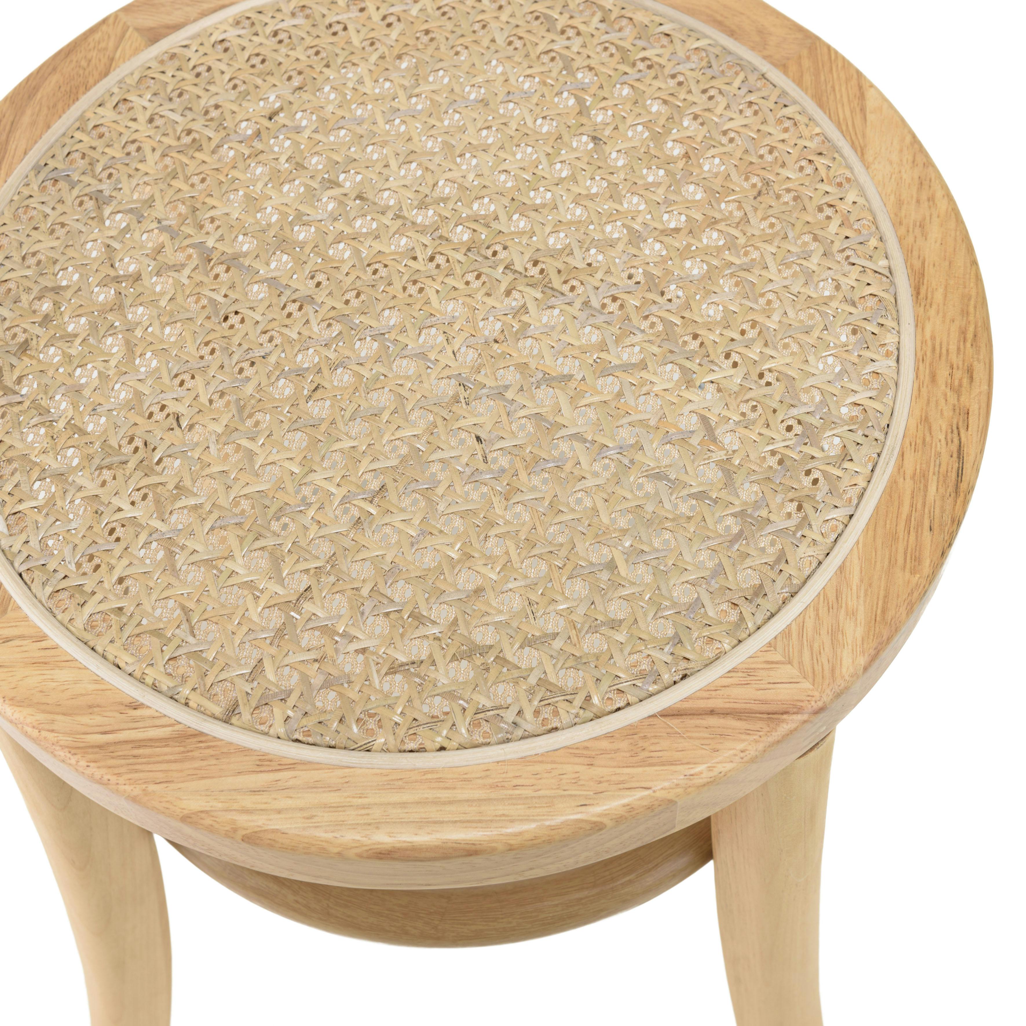 Tabouret rond bois clair assise cannage style bistrot TIM | Tabourets ...